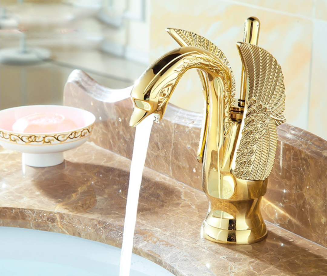 Gold Finished Swan Faucet - Royal Toiletry Global
