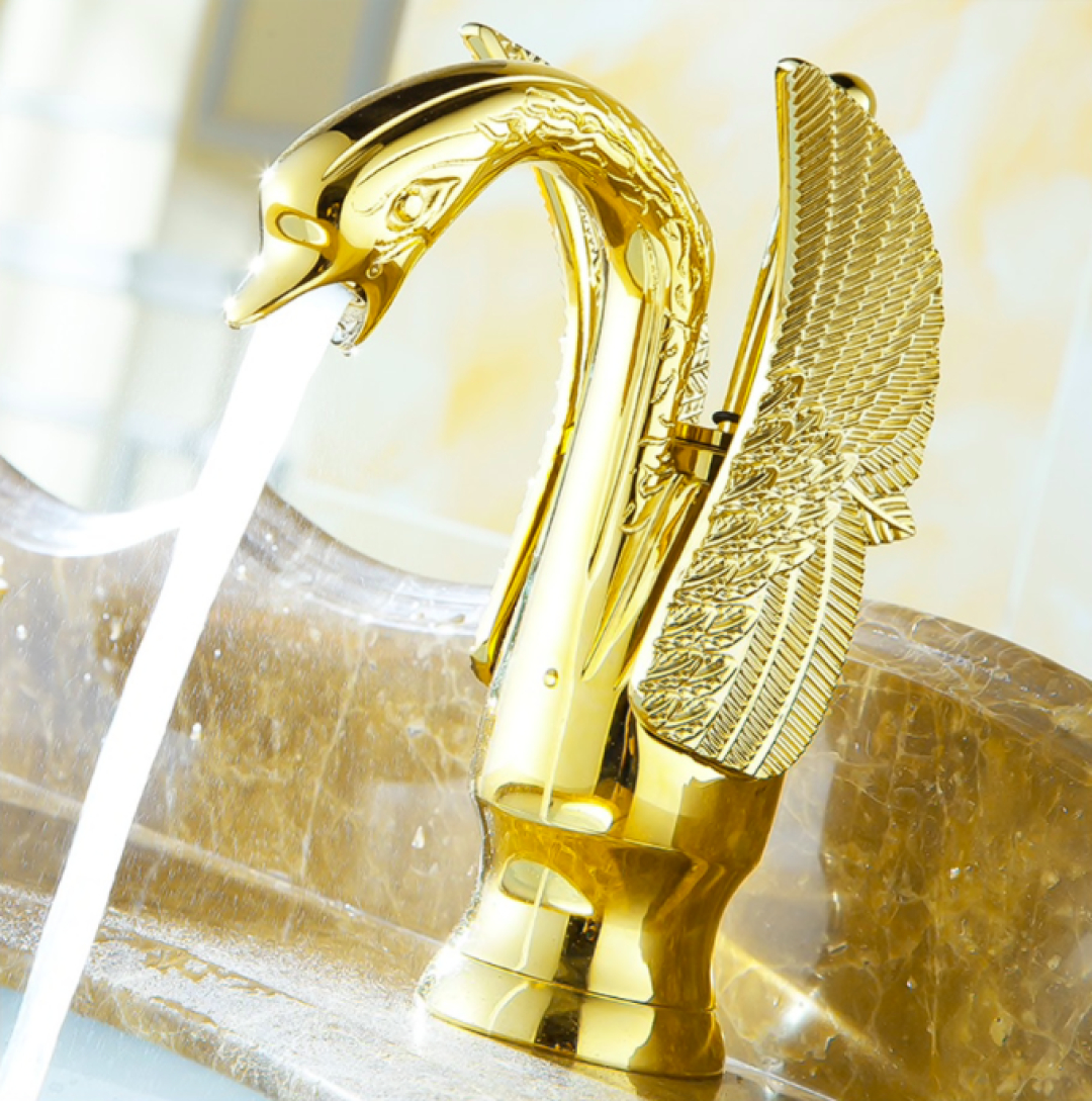Gold Finished Swan Faucet - Royal Toiletry Global