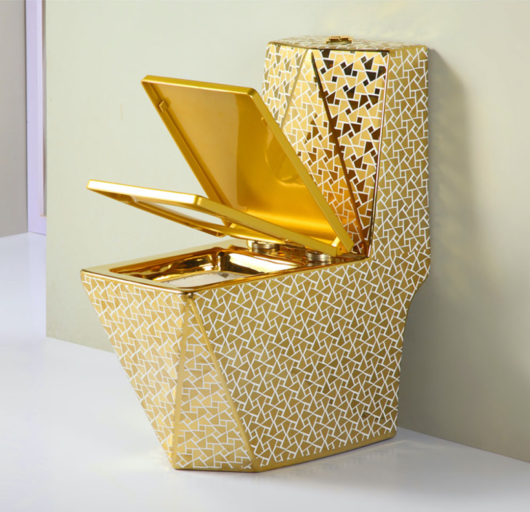 Angular Mosaic Gold Toilet - Royal Toiletry Global