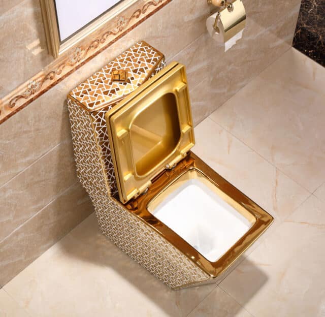 Angular Mosaic Gold Toilet - Royal Toiletry Global