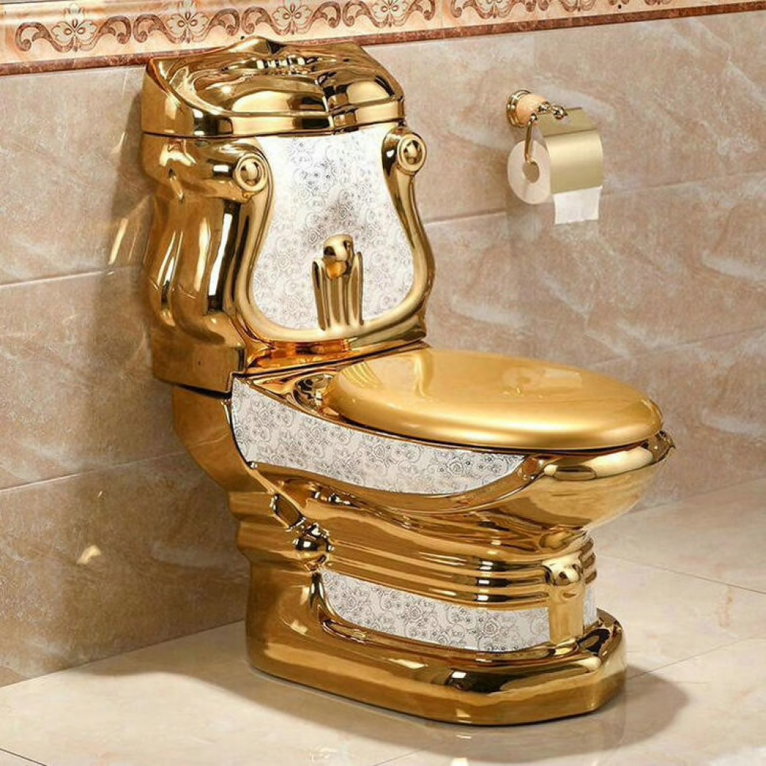 Royal Gold Toilet - Two Piece Luxury Gold Toilet - Royal Toiletry Global