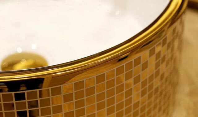 Round Mosaic Gold Bathroom Basin - Royal Toiletry Global