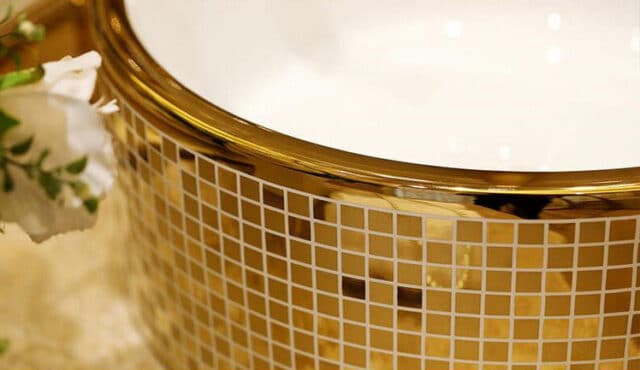 Round Mosaic Gold Bathroom Basin - Royal Toiletry Global