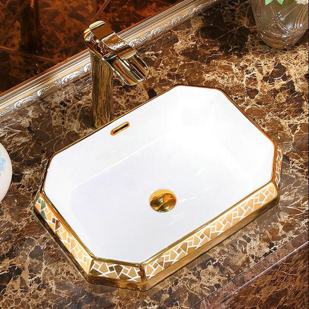 Angular Mosaic Gold Bathroom Basin Royal Toiletry Global