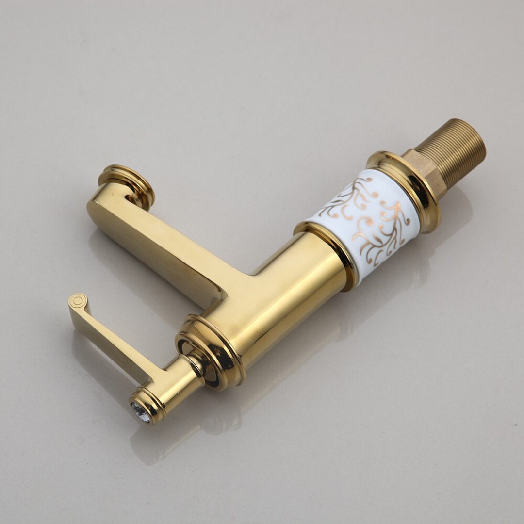 Modern Gold Basin Faucet With Diamond Handle - Royal Toiletry Global