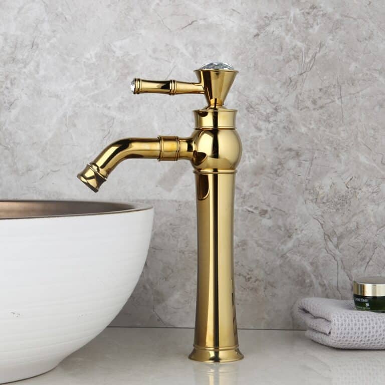 Gold Bathroom Basin Faucet With Diamond Handle (Tall) - Royal Toiletry ...
