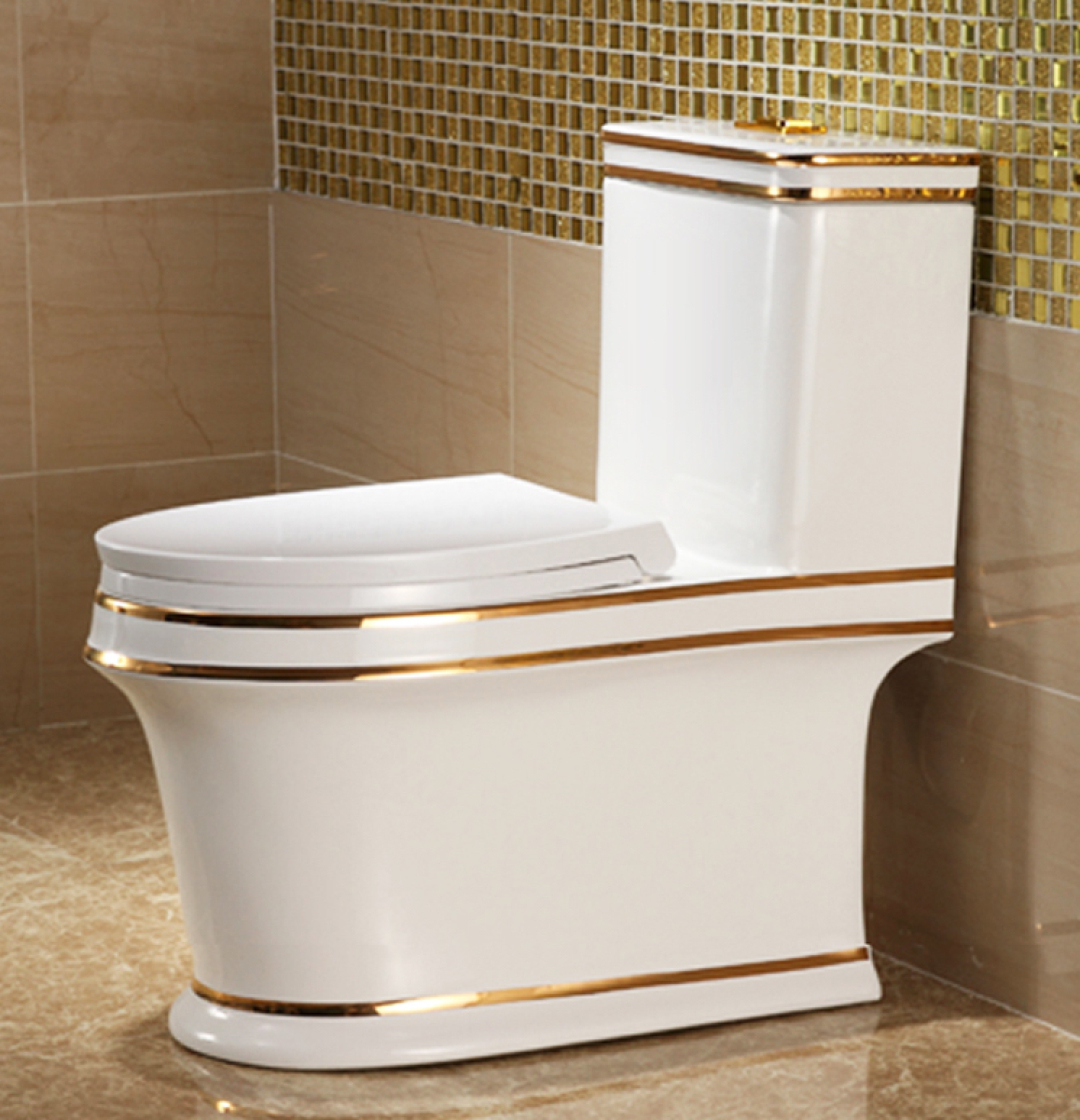 Luxury Gold-Lined Ceramic Toilet – Designer Bathroom Fixture - Royal ...