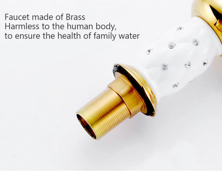 Gold & White Bathroom Basin Faucet With Diamonds - Royal Toiletry Global