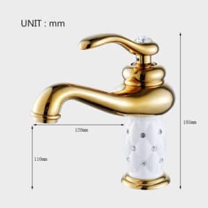 Gold & White Bathroom Basin Faucet With Diamonds - Royal Toiletry Global