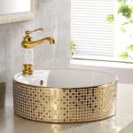 Luxury Mosaic Gold Round Bathroom Basin - Royal Toiletry Global