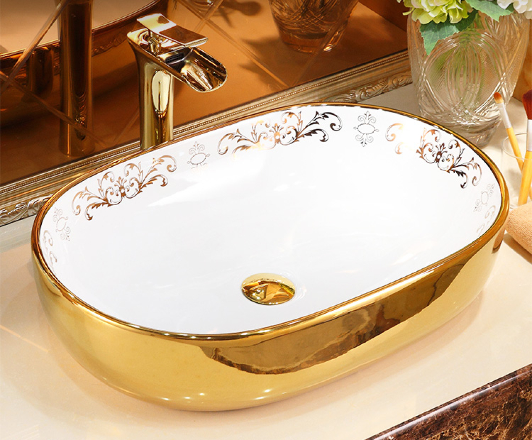 Luxury Oval Gold Bathroom Basin - Royal Toiletry Global