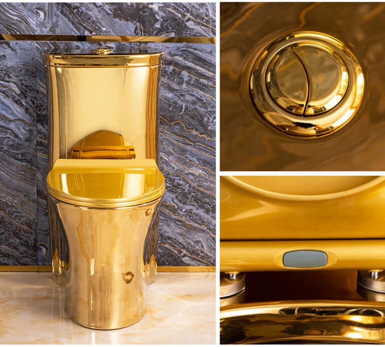 Premium Plain Gold-Plated Ceramic Toilet | Premium Bathroom Fixture ...