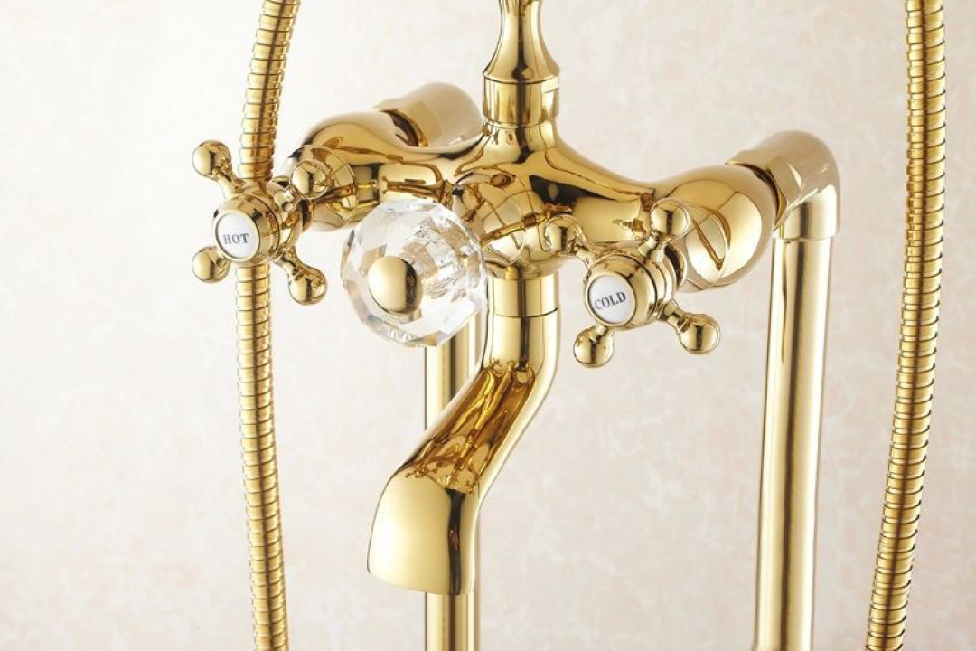 Freestanding Classic Gold Bathtub Faucet And Shower Set - Royal ...
