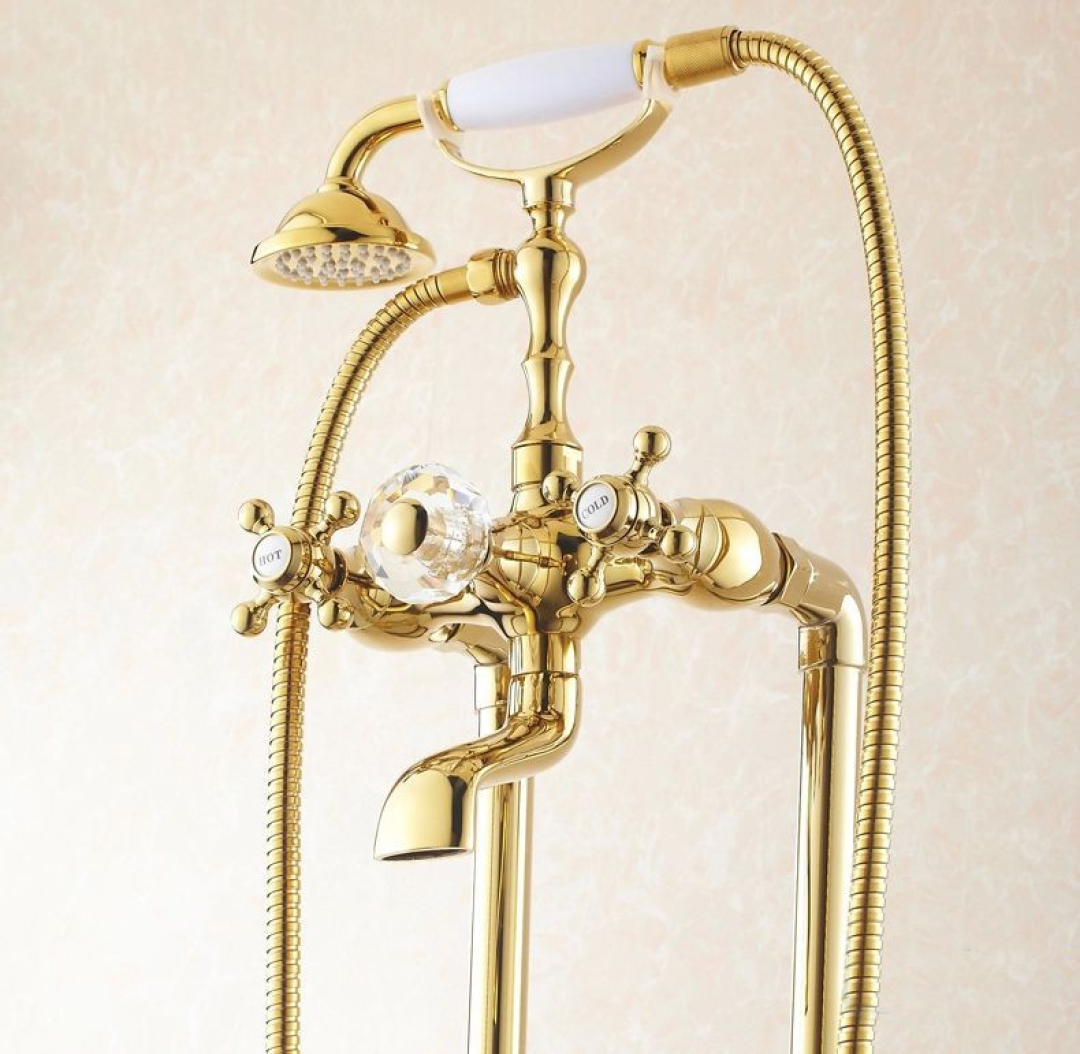 Freestanding Classic Gold Bathtub Faucet And Shower Set - Royal ...