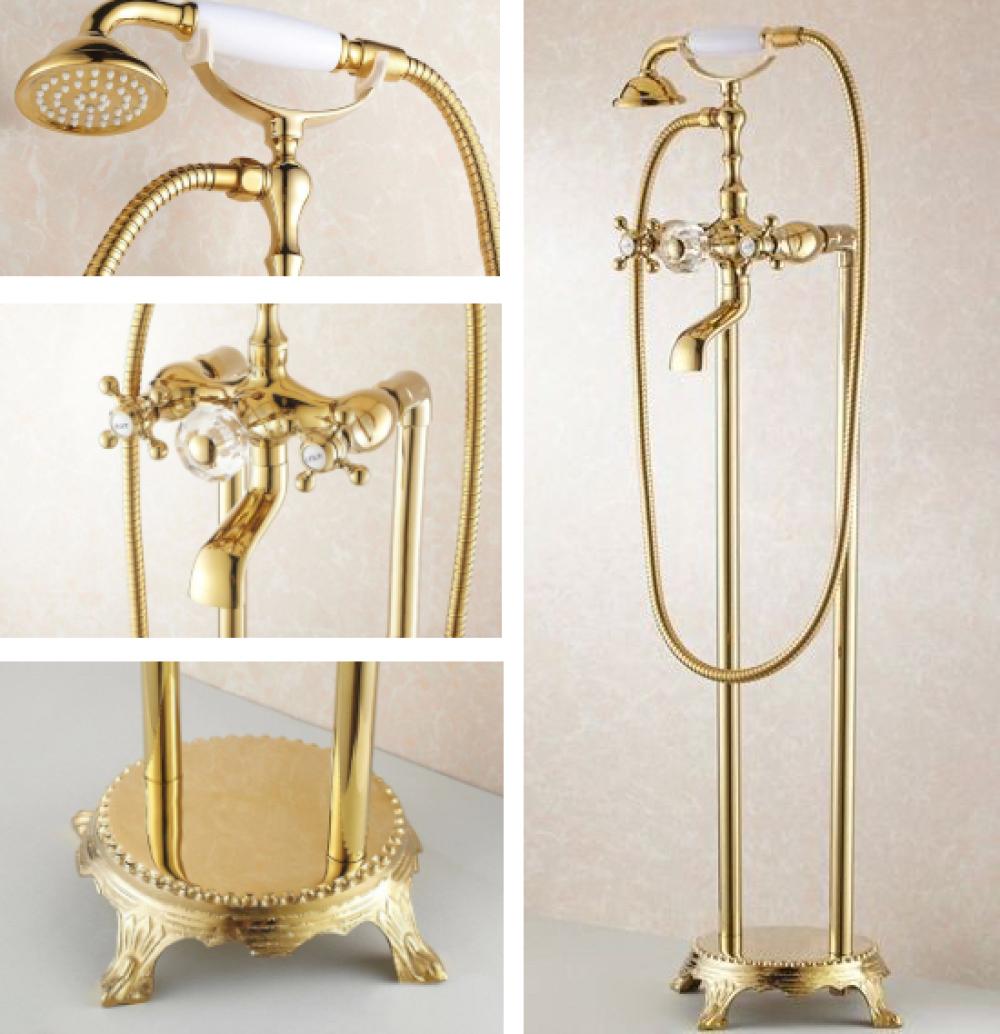 Freestanding Classic Gold Bathtub Faucet And Shower Set - Royal ...