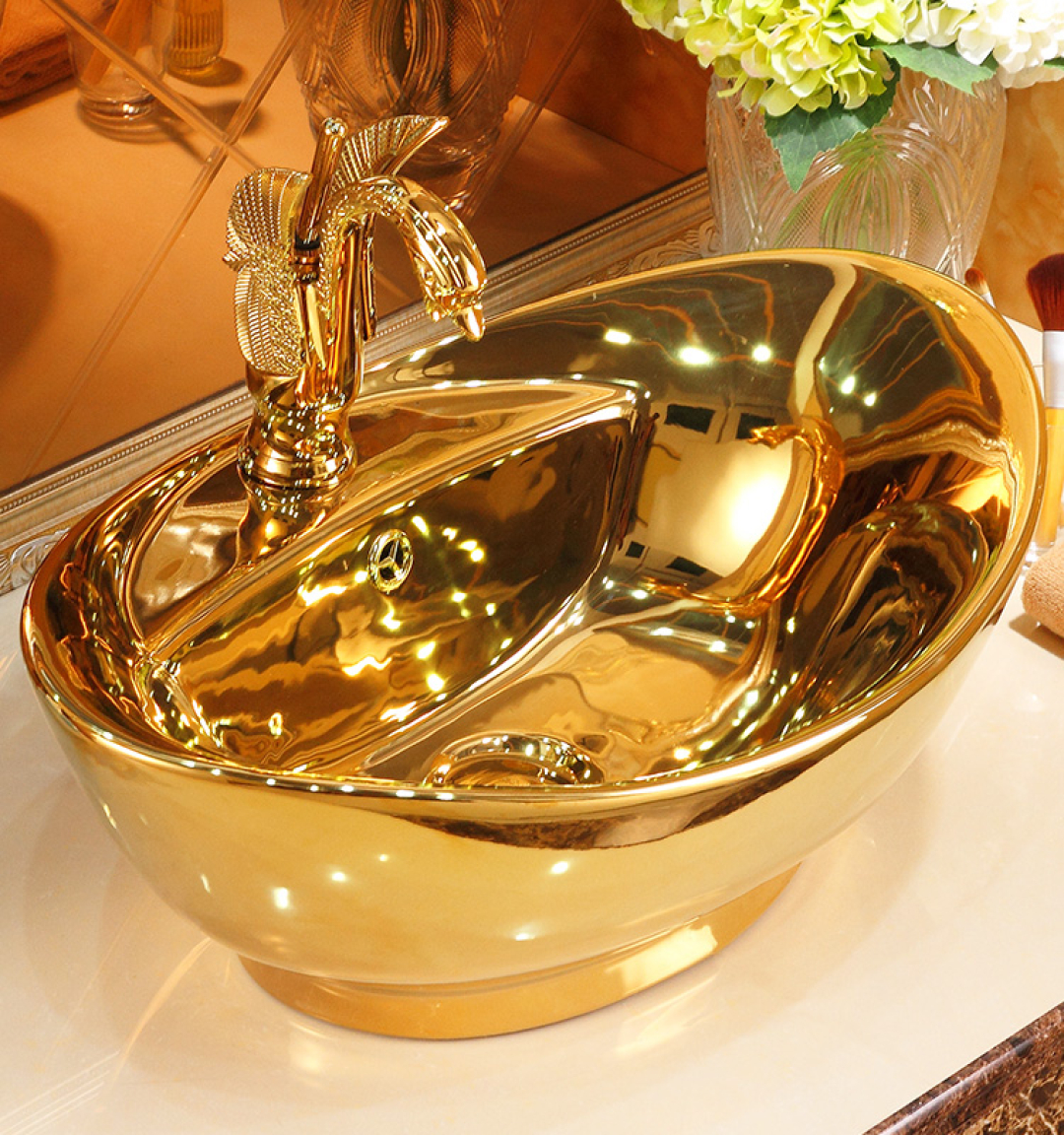 Classic Plain Gold Bathroom Basin - Royal Toiletry Global