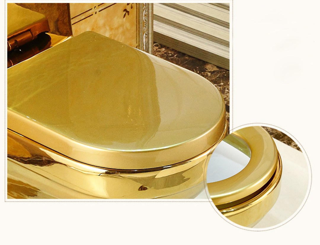 Deluxe Plain Gold Toilet for Premium Bathrooms - Royal Toiletry Global