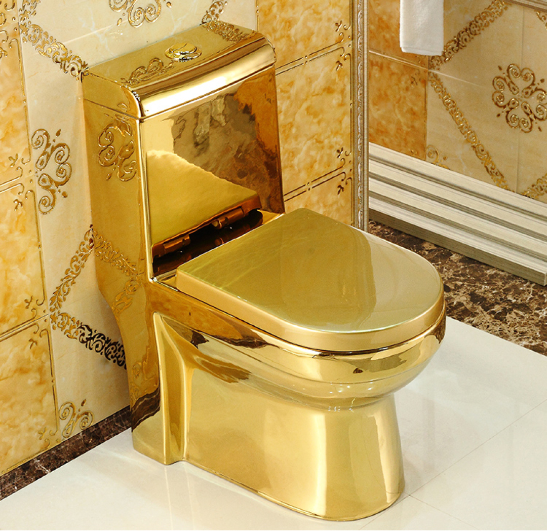 Deluxe Plain Gold Toilet for Premium Bathrooms - Royal Toiletry Global