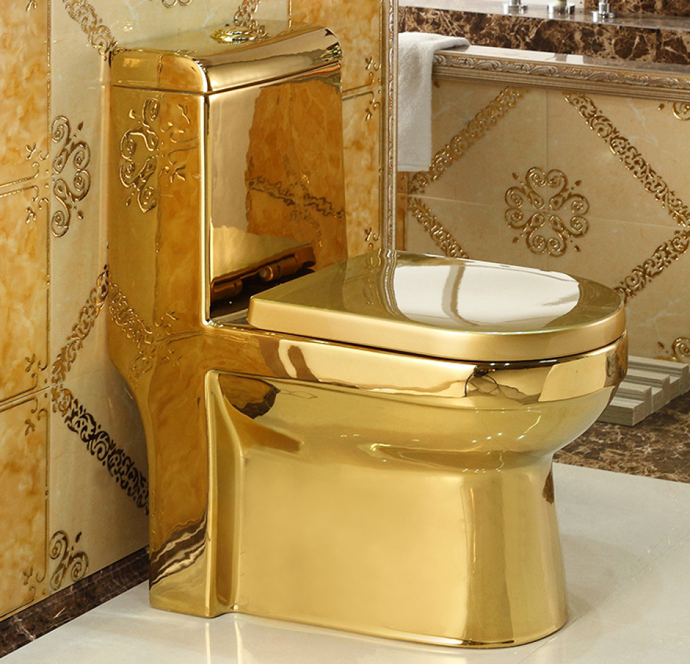 Deluxe Plain Gold Toilet for Premium Bathrooms - Royal Toiletry Global