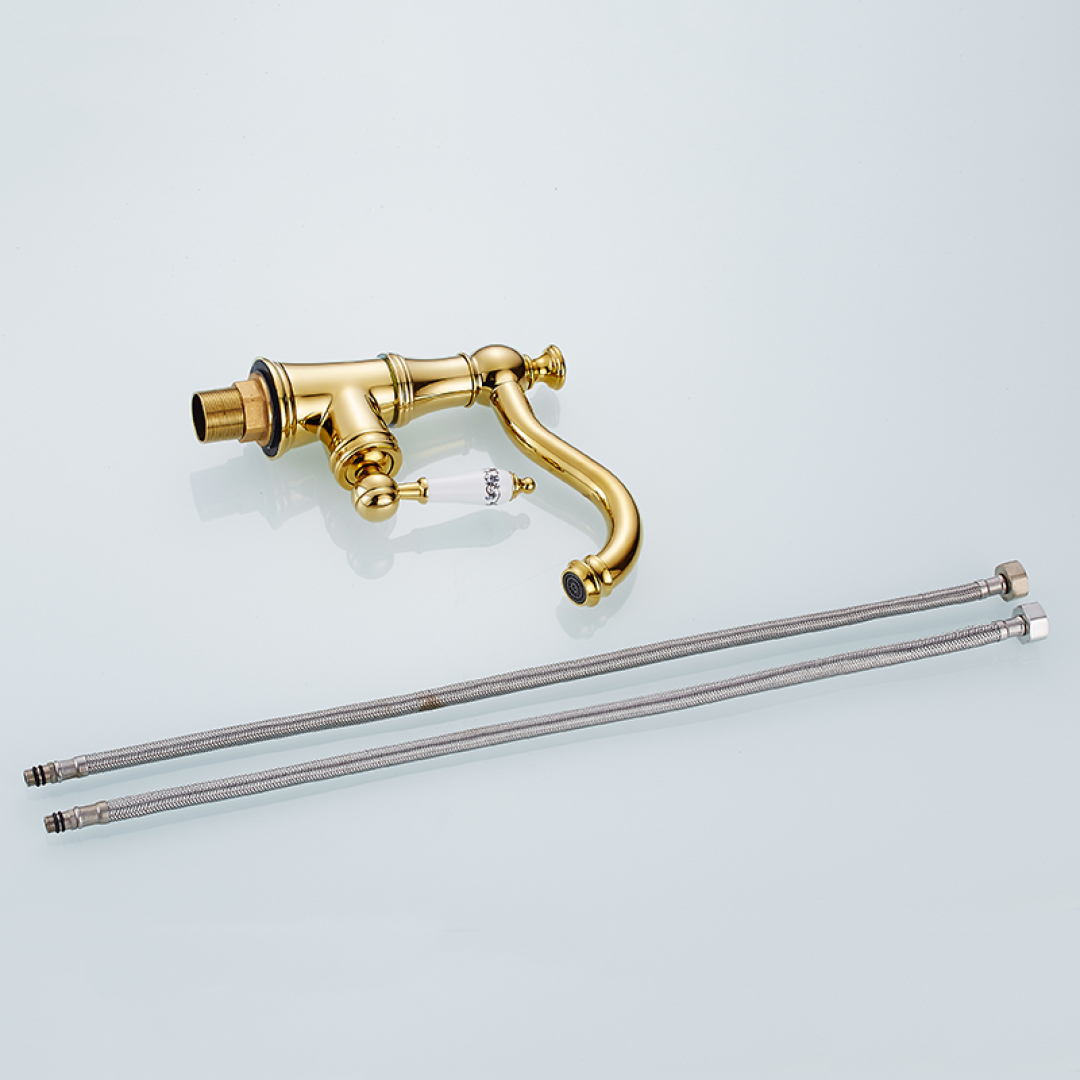 Vintage Gold Bathroom Single Handle Faucet With Diamond - Royal ...