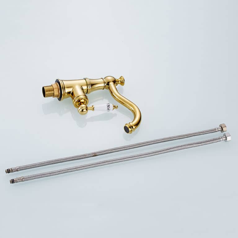Vintage Gold Bathroom Single Handle Faucet With Diamond - Royal ...