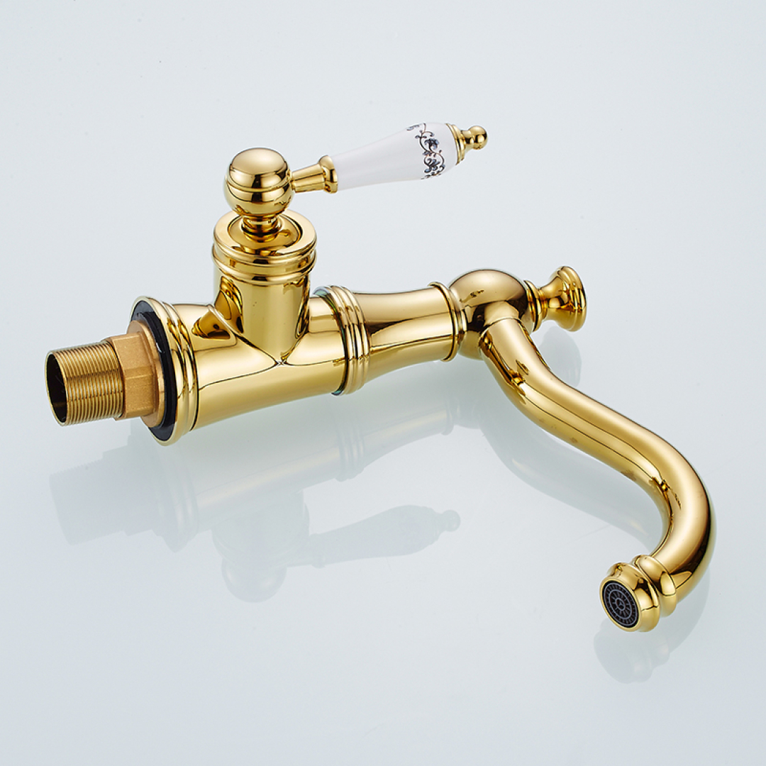 Vintage Gold Bathroom Single Handle Faucet With Diamond - Royal ...