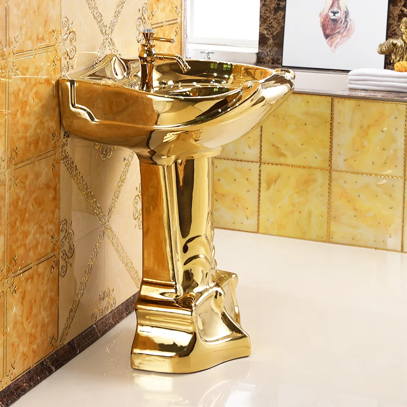 Royal Plain Gold Pedestal Basin - Royal Toiletry Global