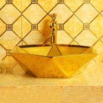 Angular Plain Gold Bathroom Basin (Small) - Royal Toiletry Global