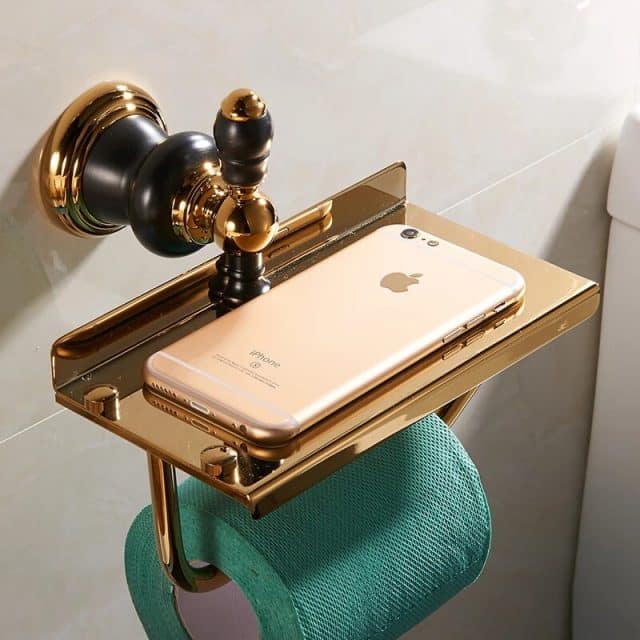 Retro Black And Gold Toilet Paper Holder - Royal Toiletry Global