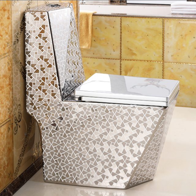 Angular Mosaic Silver Toilet - Royal Toiletry Global