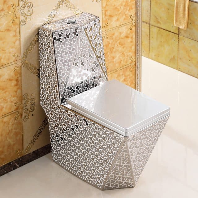 Angular Mosaic Silver Toilet - Royal Toiletry Global