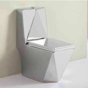 Angular Plain Silver Toilet - Royal Toiletry Global