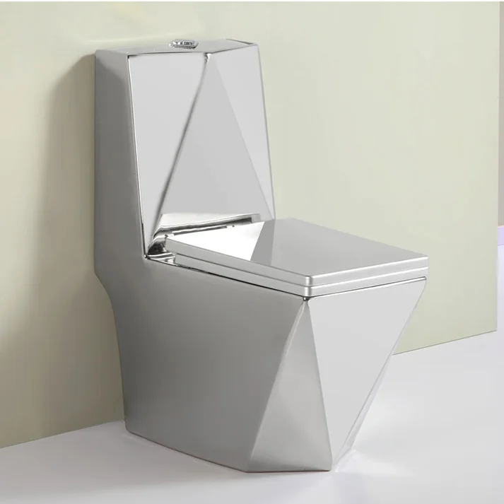 Angular Plain Silver Toilet - Royal Toiletry Global