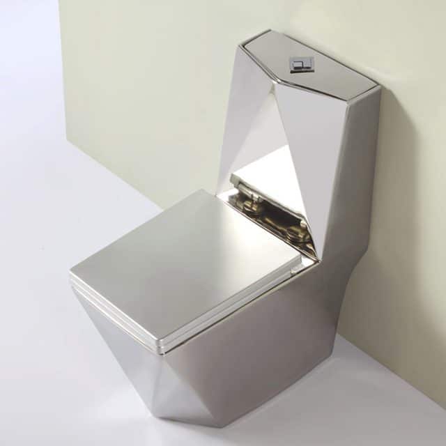 Angular Plain Silver Toilet - Royal Toiletry Global