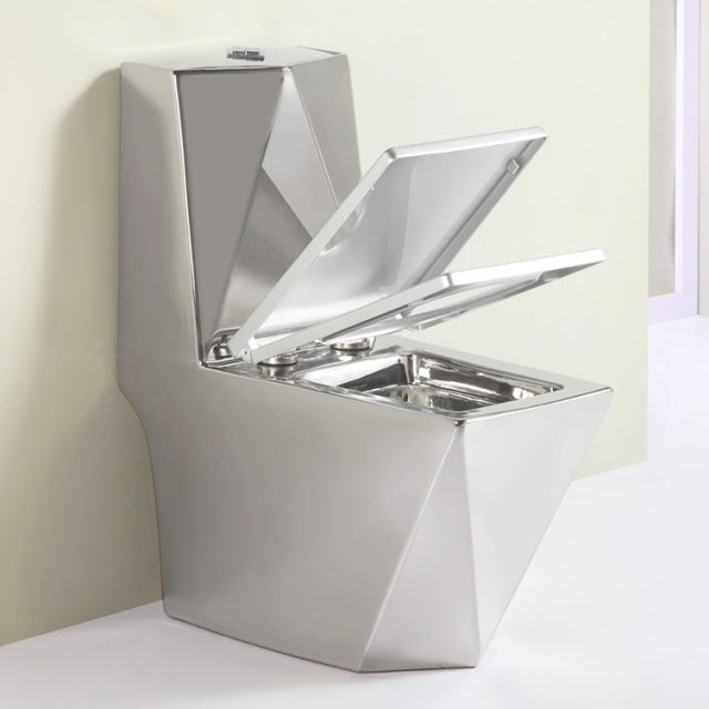 Angular Plain Silver Toilet - Royal Toiletry Global