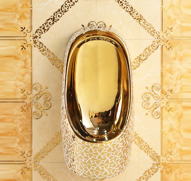 Elegant Wall Mounted Mosaic Gold Urinal - Royal Toiletry Global