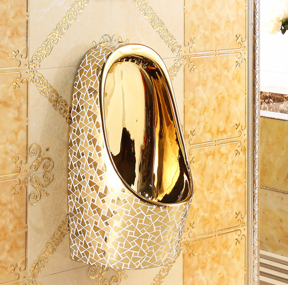 Elegant Wall Mounted Mosaic Gold Urinal - Royal Toiletry Global