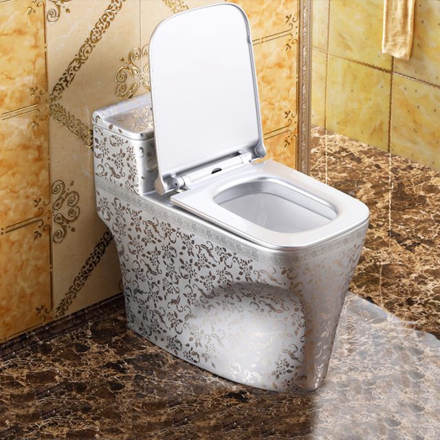 Luxury Silver-Patterned Low Profile Toilet - Royal Toiletry Global