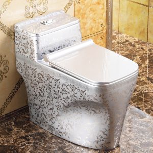 Luxury Silver-Patterned Low Profile Toilet - Royal Toiletry Global