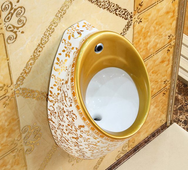Modern Wall Mounted Gold Pattern Urinal - Royal Toiletry Global