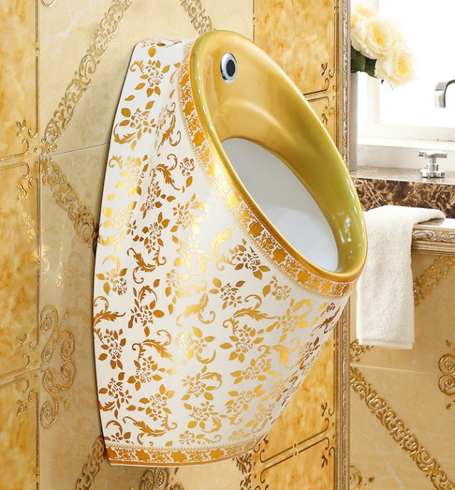 Modern Wall Mounted Gold Pattern Urinal - Royal Toiletry Global