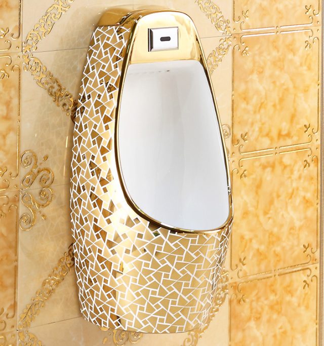 Luxury Wall Mounted Mosaic Gold Urinal - Royal Toiletry Global