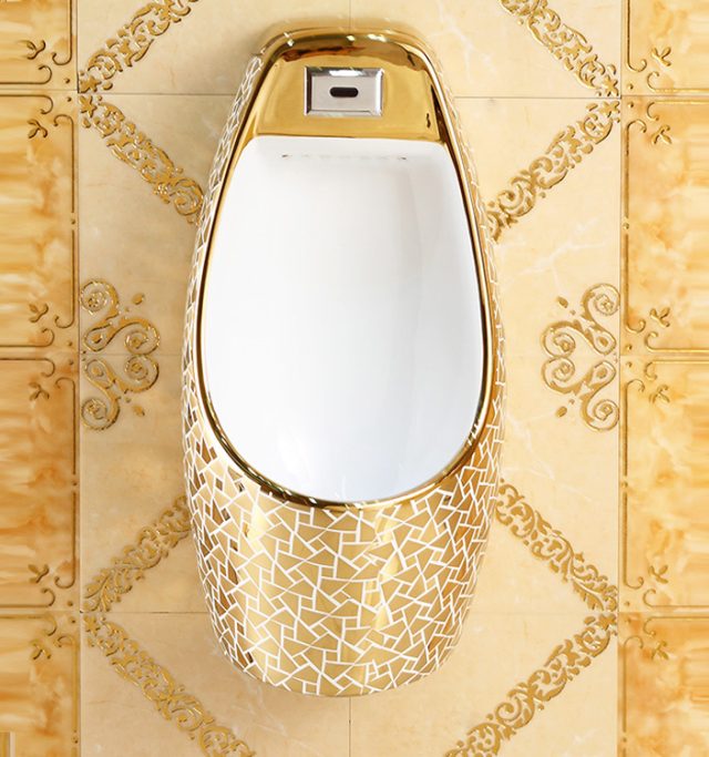 Luxury Wall Mounted Mosaic Gold Urinal - Royal Toiletry Global