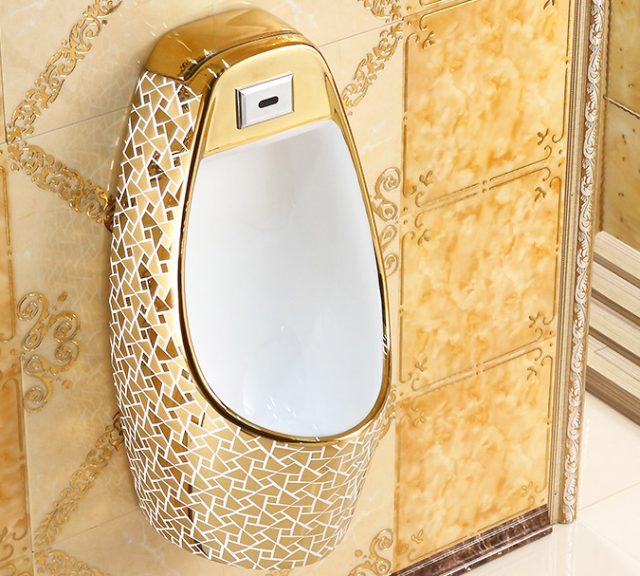 Luxury Wall Mounted Mosaic Gold Urinal - Royal Toiletry Global