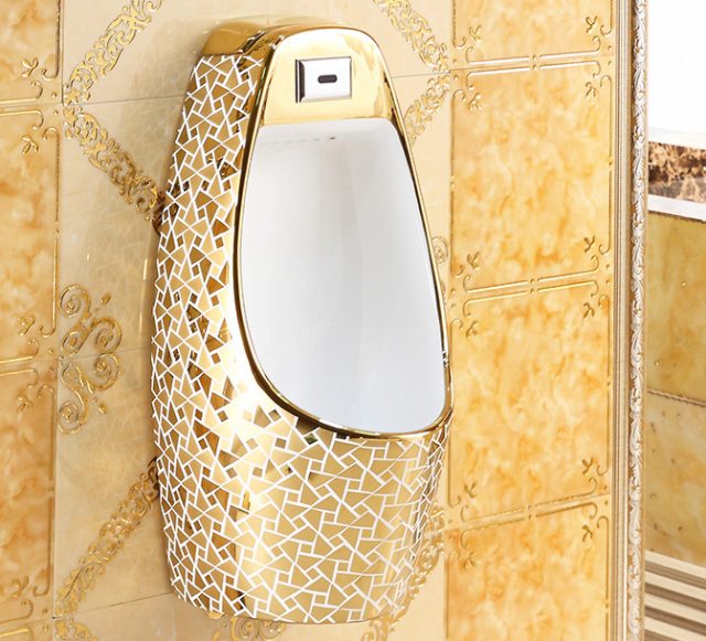 Luxury Wall Mounted Mosaic Gold Urinal - Royal Toiletry Global
