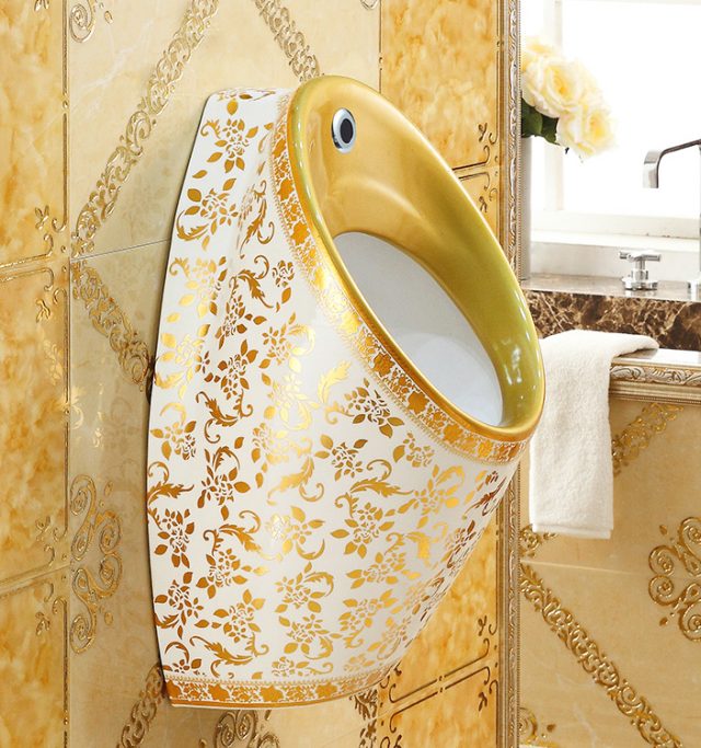 Modern Wall Mounted Gold Pattern Urinal - Royal Toiletry Global