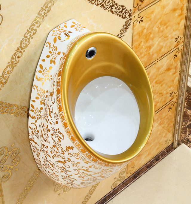 Modern Wall Mounted Gold Pattern Urinal - Royal Toiletry Global