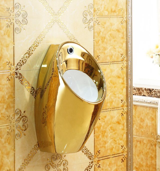 Modern Wall Mounted Gold Urinal - Royal Toiletry Global