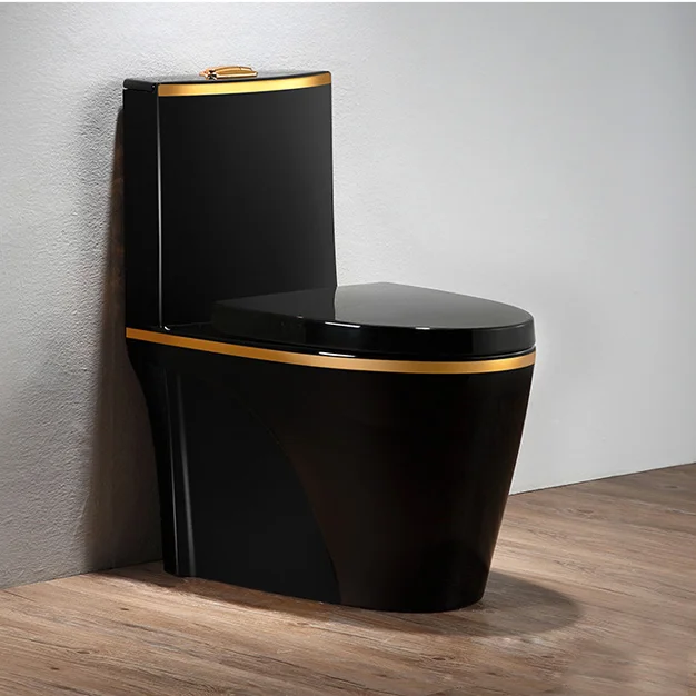 Black Toilet With Elegant Gold Line - Royal Toiletry Global