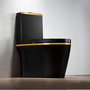 Black Toilet With Elegant Gold Line - Royal Toiletry Global